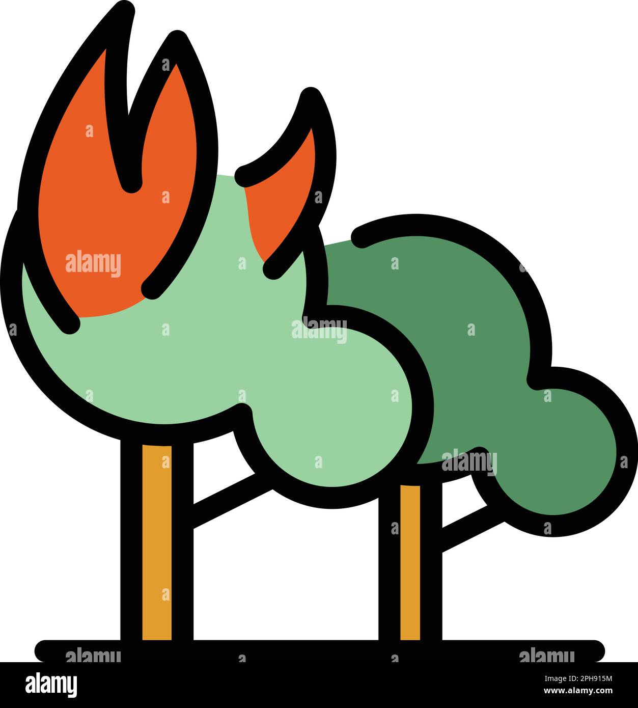 Dry tree burning icon. Outline Dry tree burning vector icon for web ...