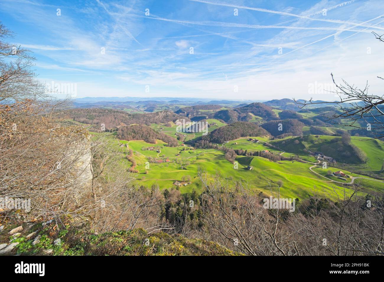 landscape in switzerland in the canton of basel land from the ...