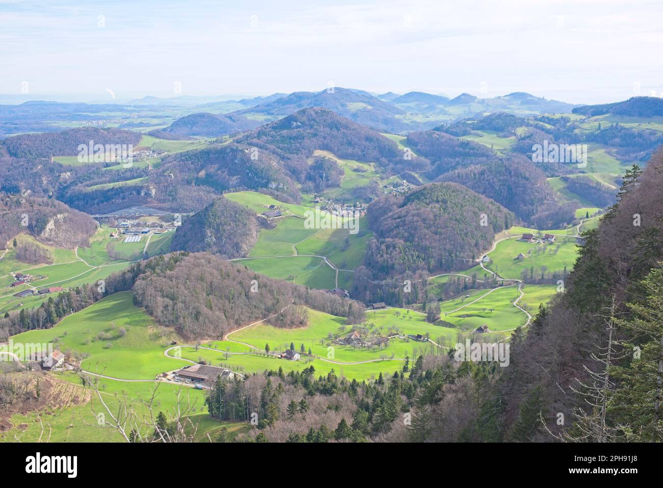 landscape in switzerland in the canton of basel land from the ...