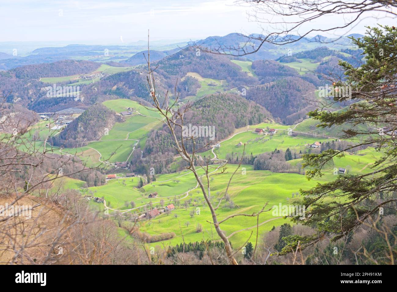 landscape in switzerland in the canton of basel land from the ...