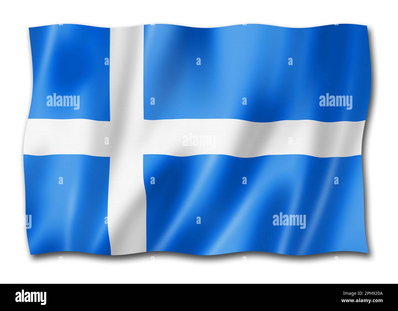 Shetland County flag, United Kingdom waving banner collection. 3D ...