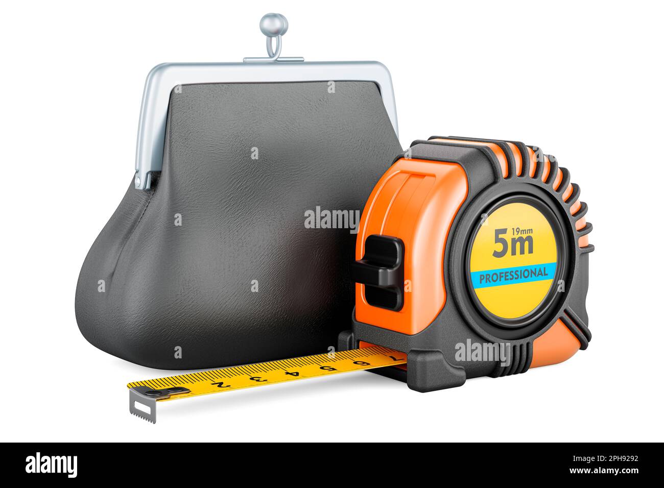 Tape measure with coin purse, 3D rendering isolated on white background ...
