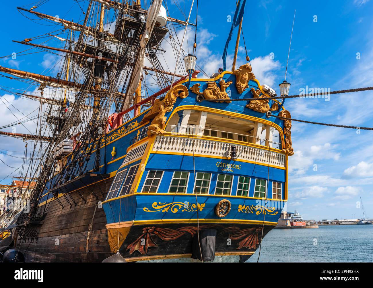 The largest sailing ship in the world, the Gotheborg, in the port of Sète, in Occitanie, France ...