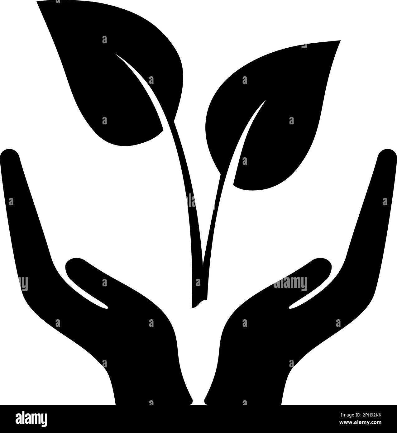 The icon of a sprouting plant between two palms as a concept of ...
