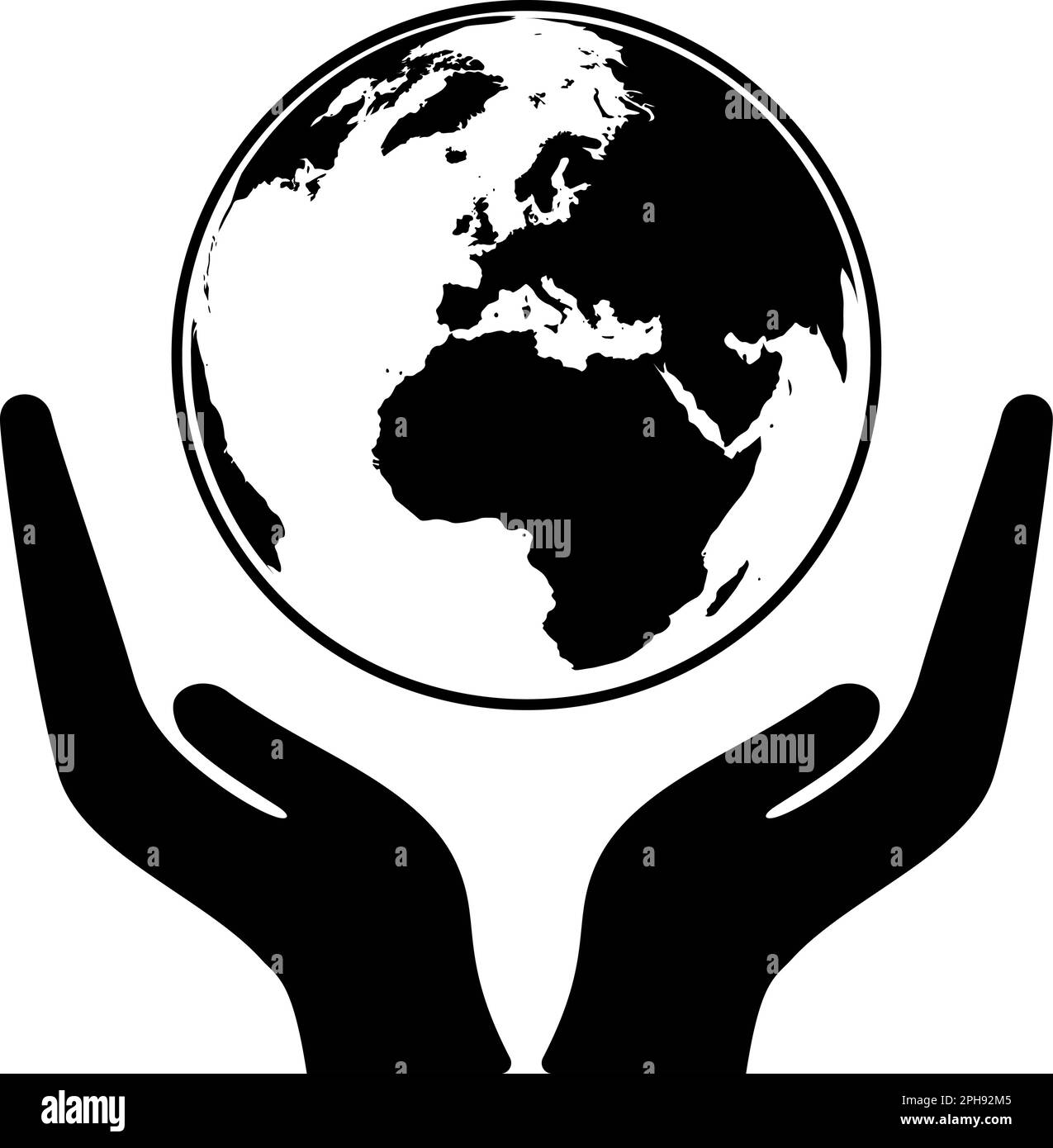Planet Earth in hands icon as a concept of environmental conservation ...