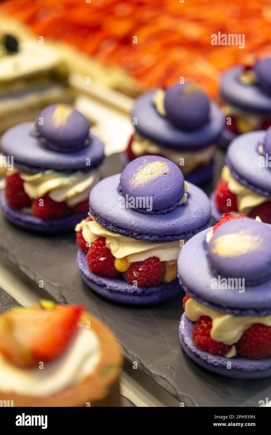 Violet macaron cake at cafe and patisserie L'ETO Caffe, Soho, London ...