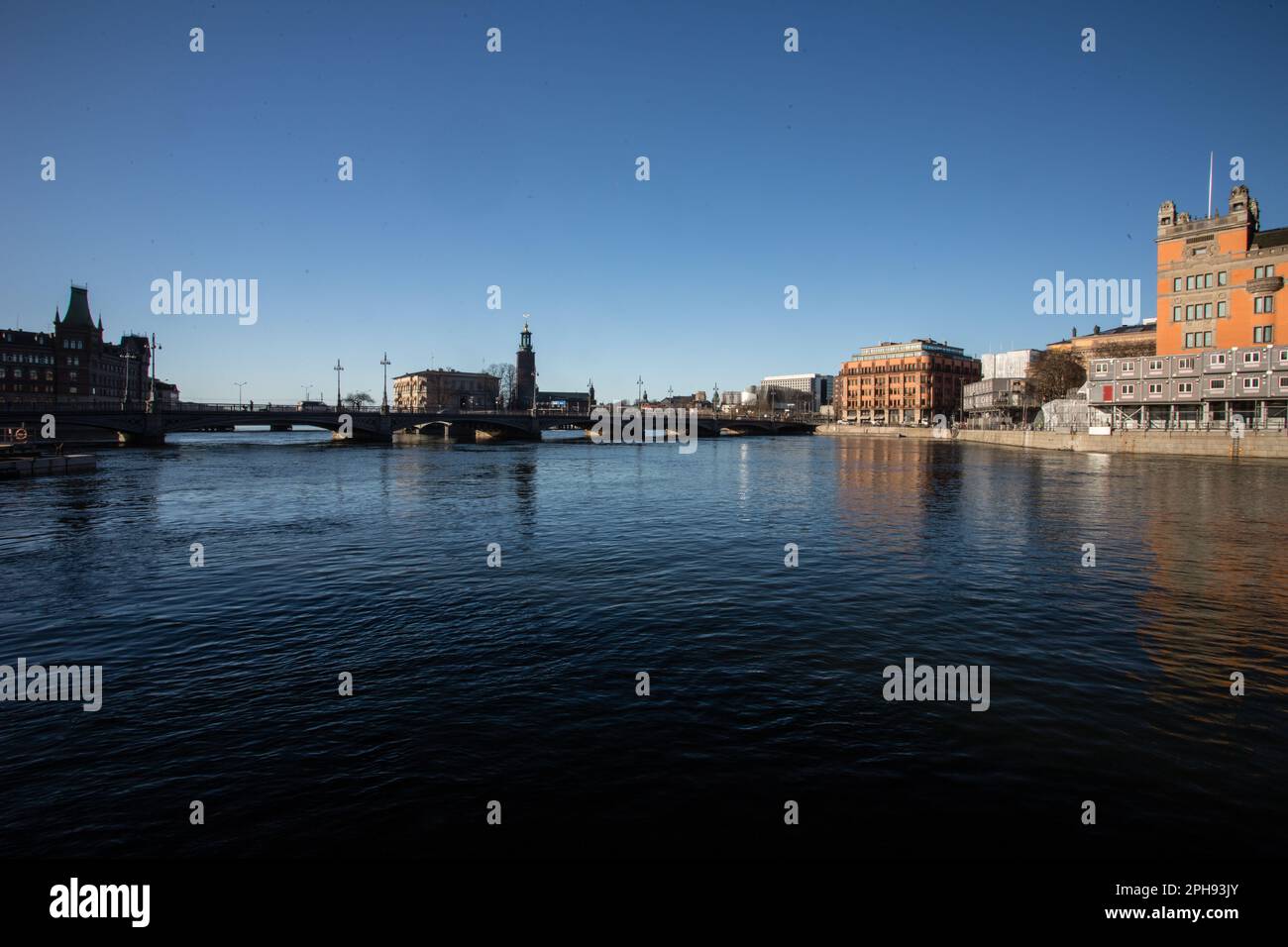 Historic 17th century harbourfront of Stockholm Sweden in the Spring ...