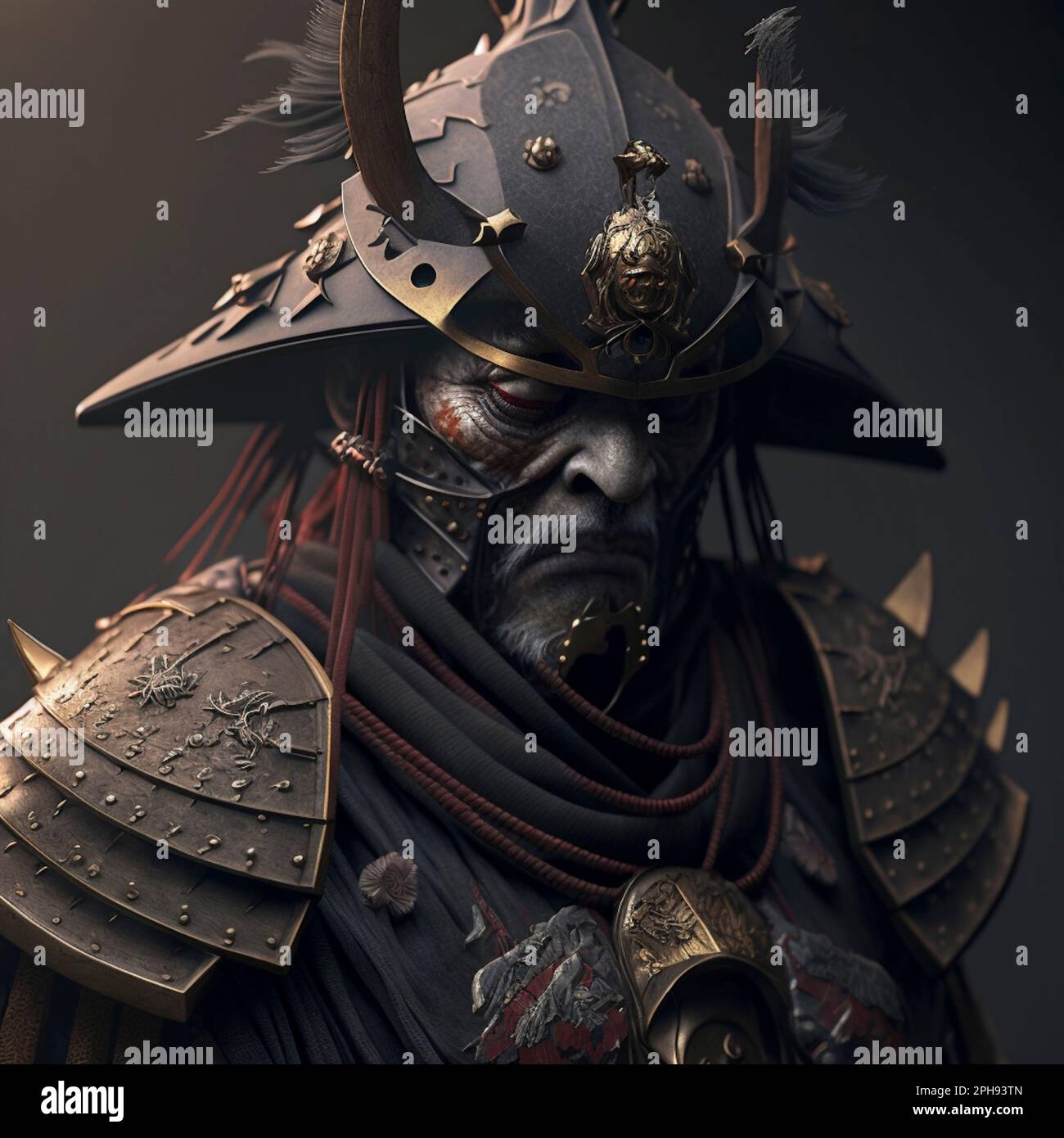 Illustration of a japanese ghost face,creepy and horor samurai army ...