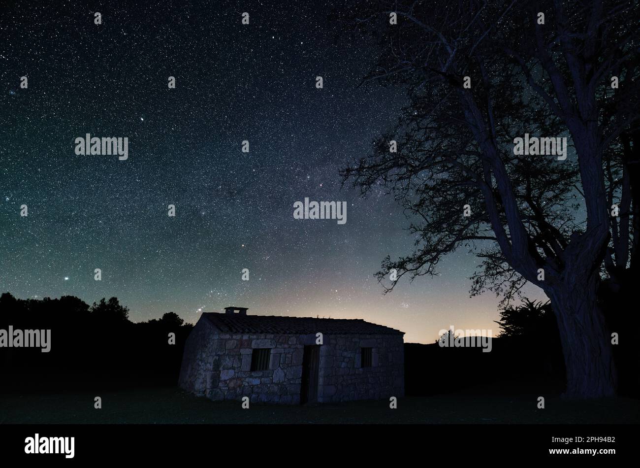 Long Exposure night photograph with stars in the background and ...