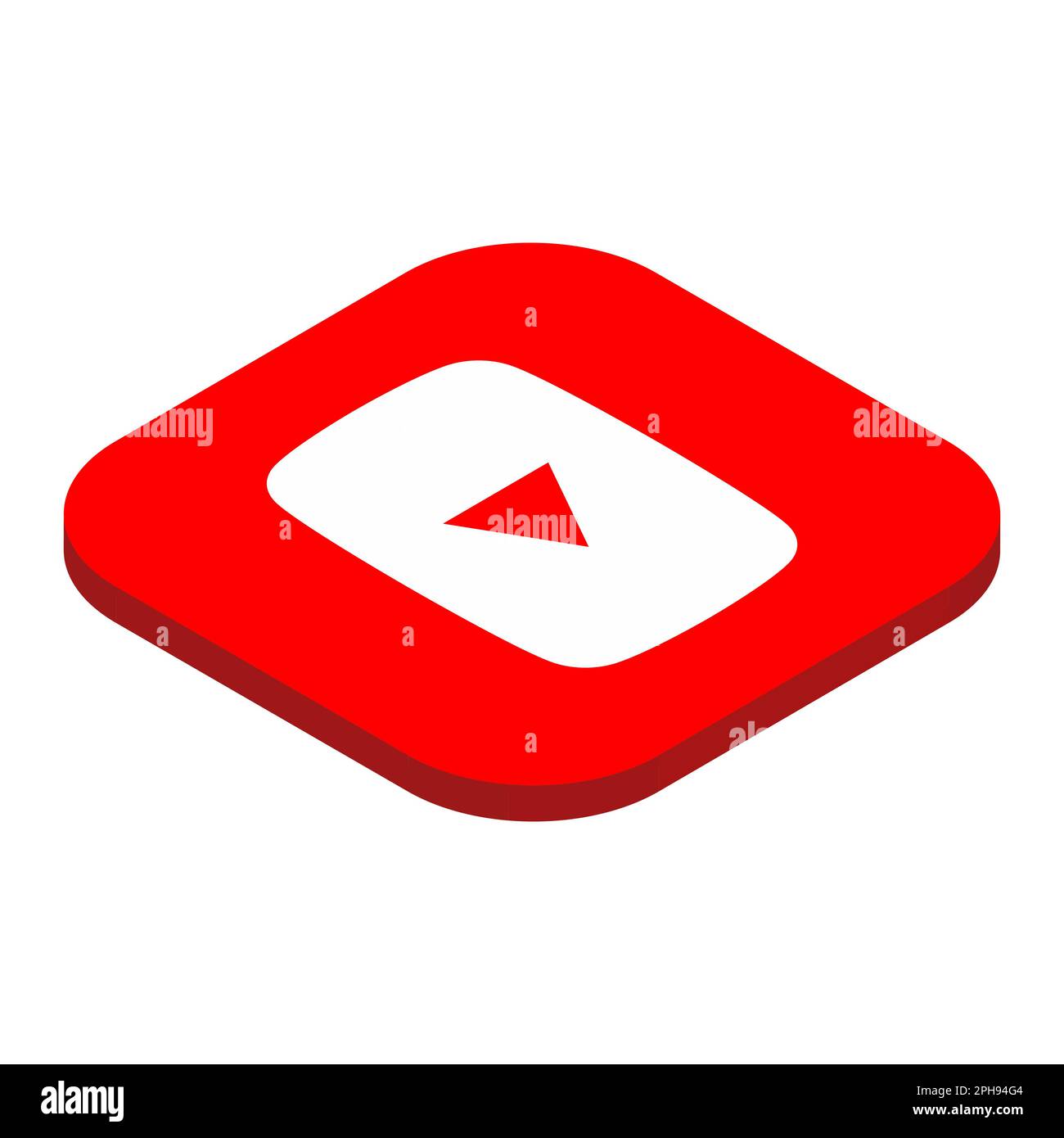 Youtube social media app icon. 3D isometric square with rounded corners ...