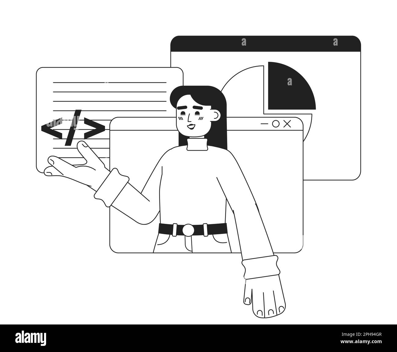 Web development online courses black and white concept vector spot ...