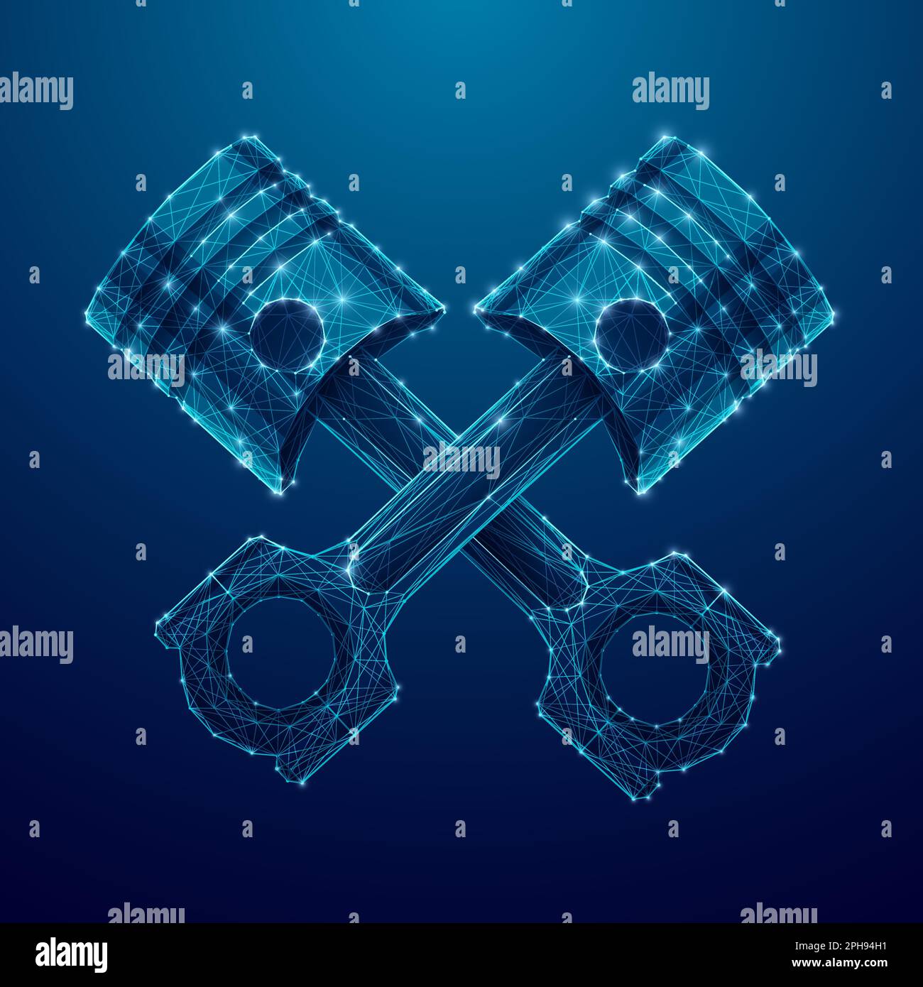 Crossed motorcycle pistons in digital polygons Stock Vector Image & Art ...