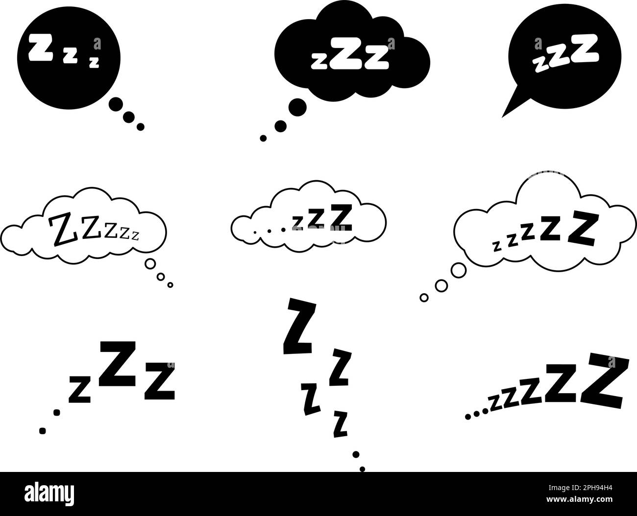 Zzz sleep snore text in speech bubbles vector icon set Stock Vector ...