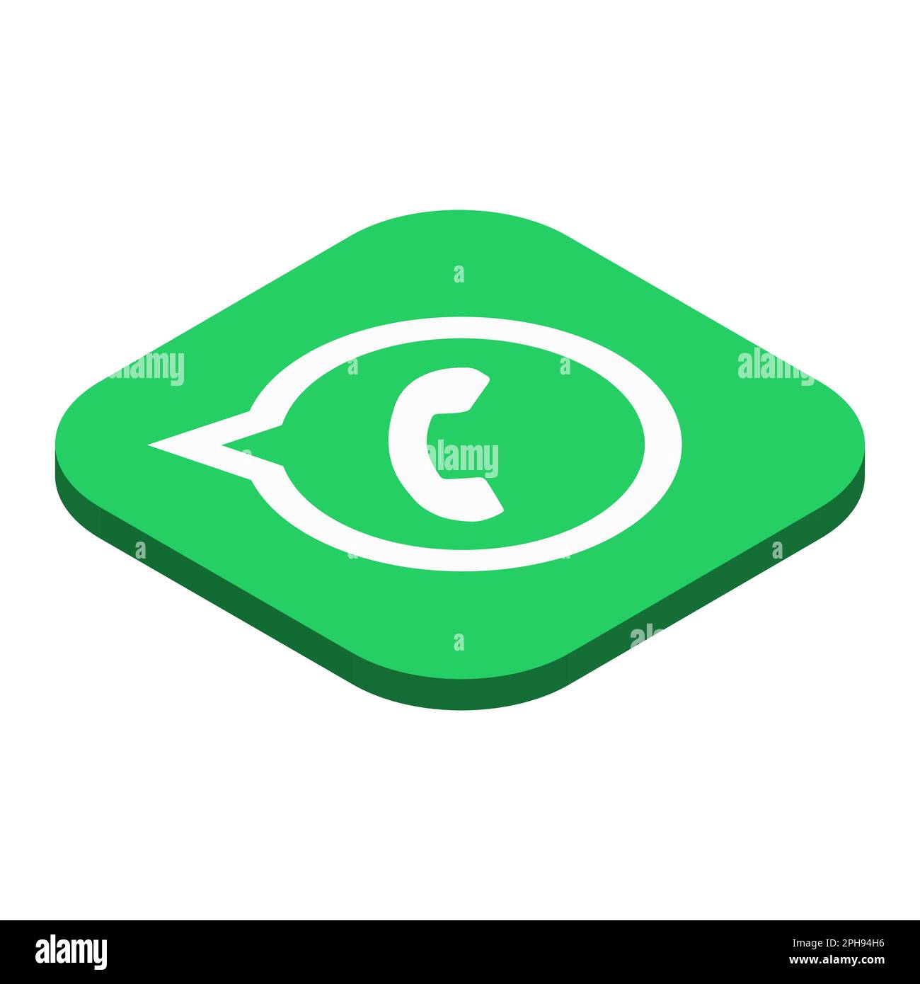 WattsApp instant messaging app icon. 3D isometric square with rounded corners vector ...