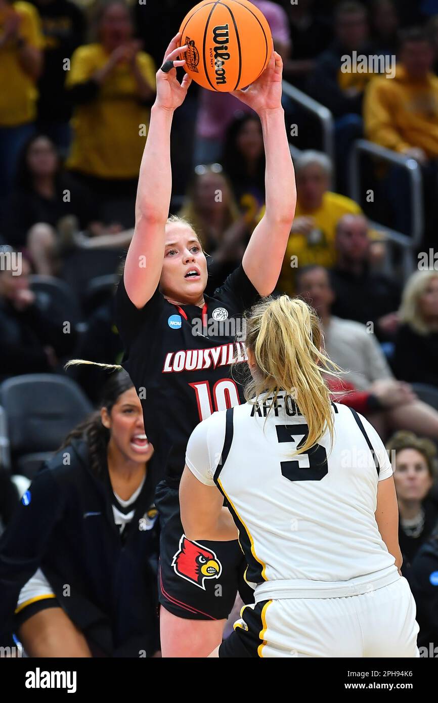 March 26, 2023: Louisville Cardinals guard Hailey Van Lith (10) puts up ...