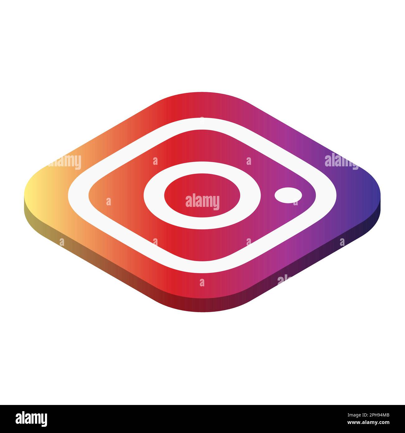 Instagram social media app icon. 3D isometric square with rounded ...