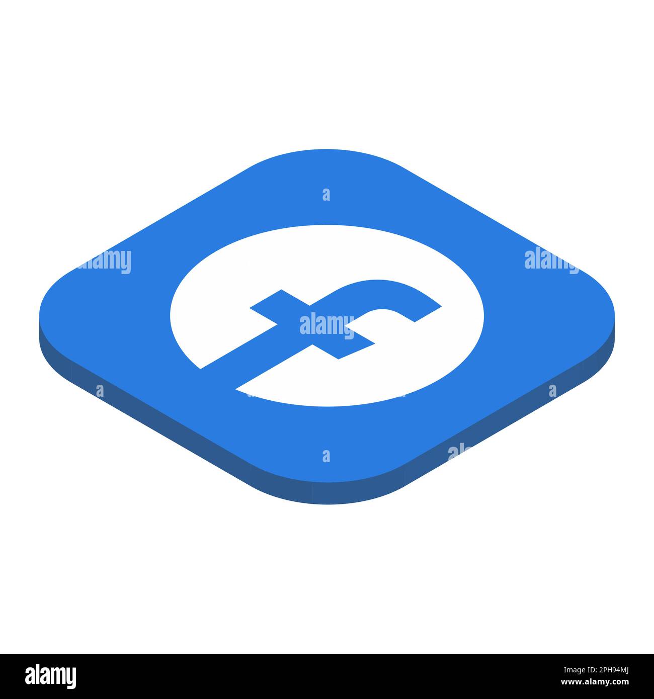 Facebook social media app icon. 3D isometric square with rounded ...