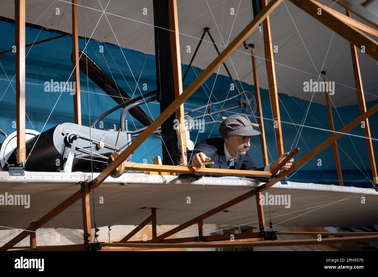 An antique rendition of the Wright Flyer, the first successful powered ...