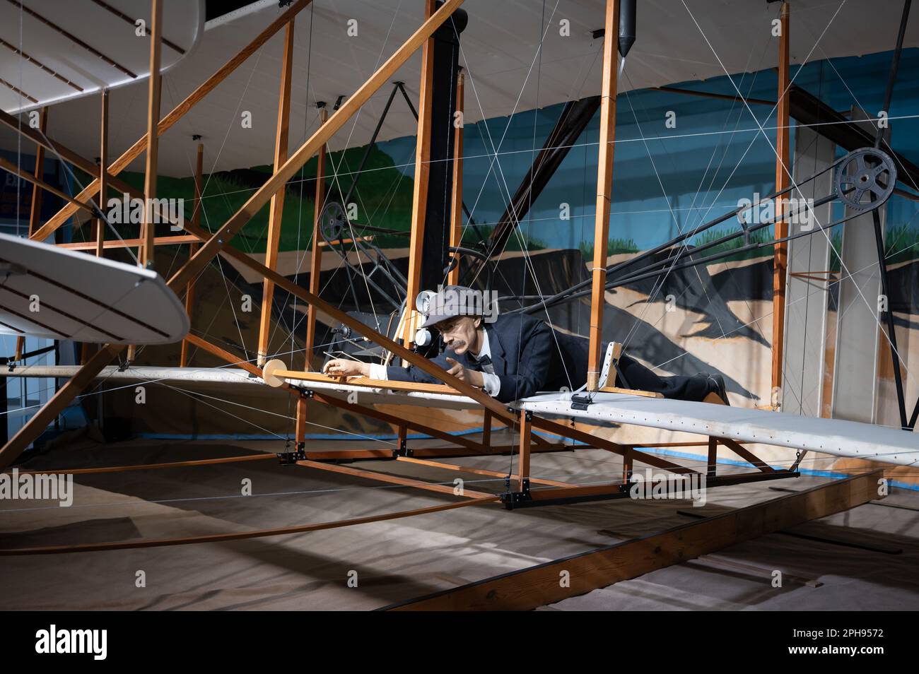 An antique rendition of the Wright Flyer, the first successful powered ...
