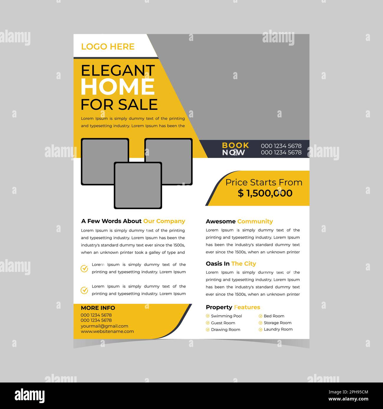 Real estate flyer design. Modern house flyer design template Stock ...