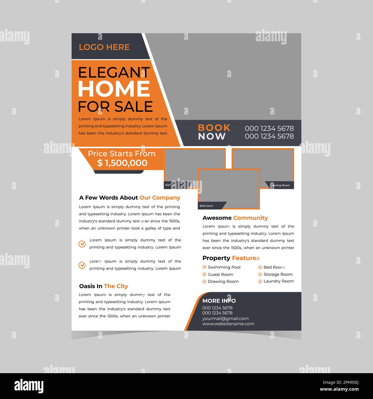 Real estate flyer design. Modern house flyer design template Stock ...