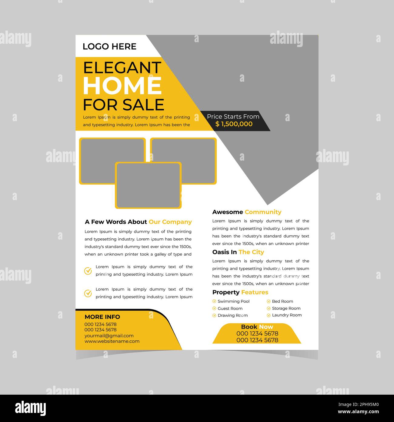 Real estate flyer design. Modern house flyer design template Stock ...