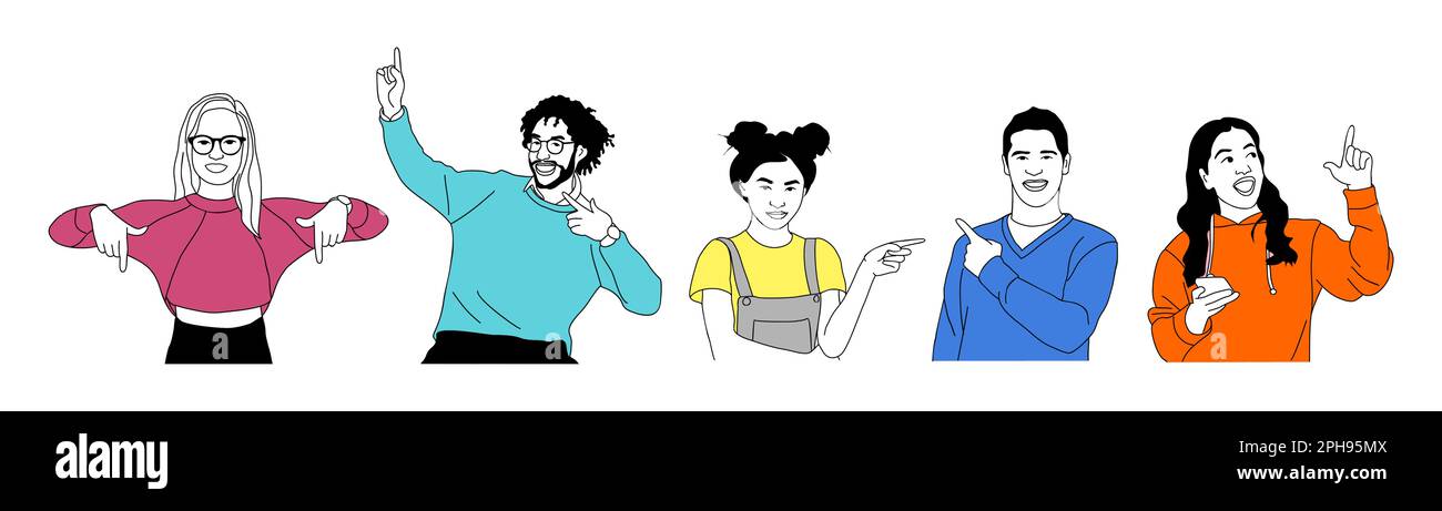 Set of People pointing with fingers vector Stock Vector Image & Art - Alamy