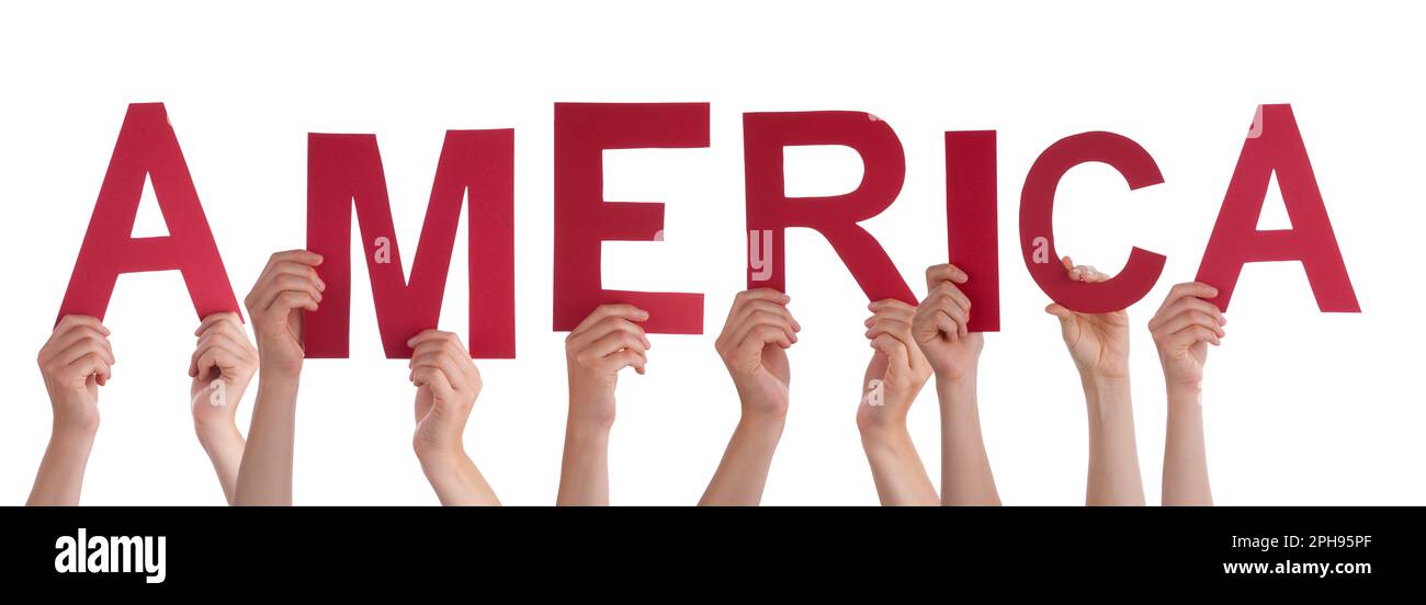 People Hands Building Word America, Isolated Background Stock Photo - Alamy