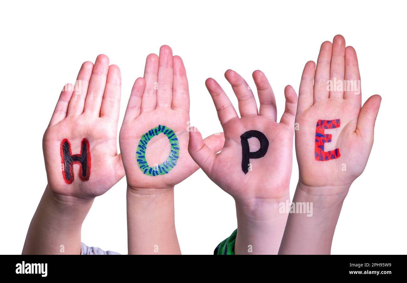 Children Hands Building Word Hope, Isolated Background Stock Photo - Alamy