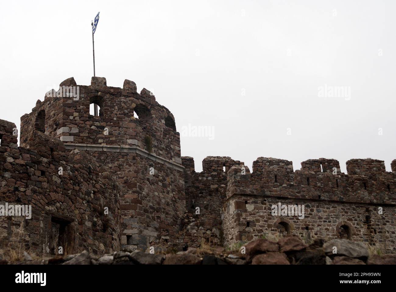 Greece, Northeastern Aegean, Lesvos island Lesvos City Castle of ...