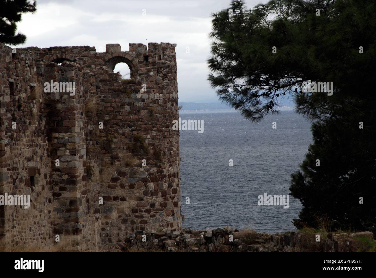 Greece, Northeastern Aegean, Lesvos island Lesvos City Castle of ...