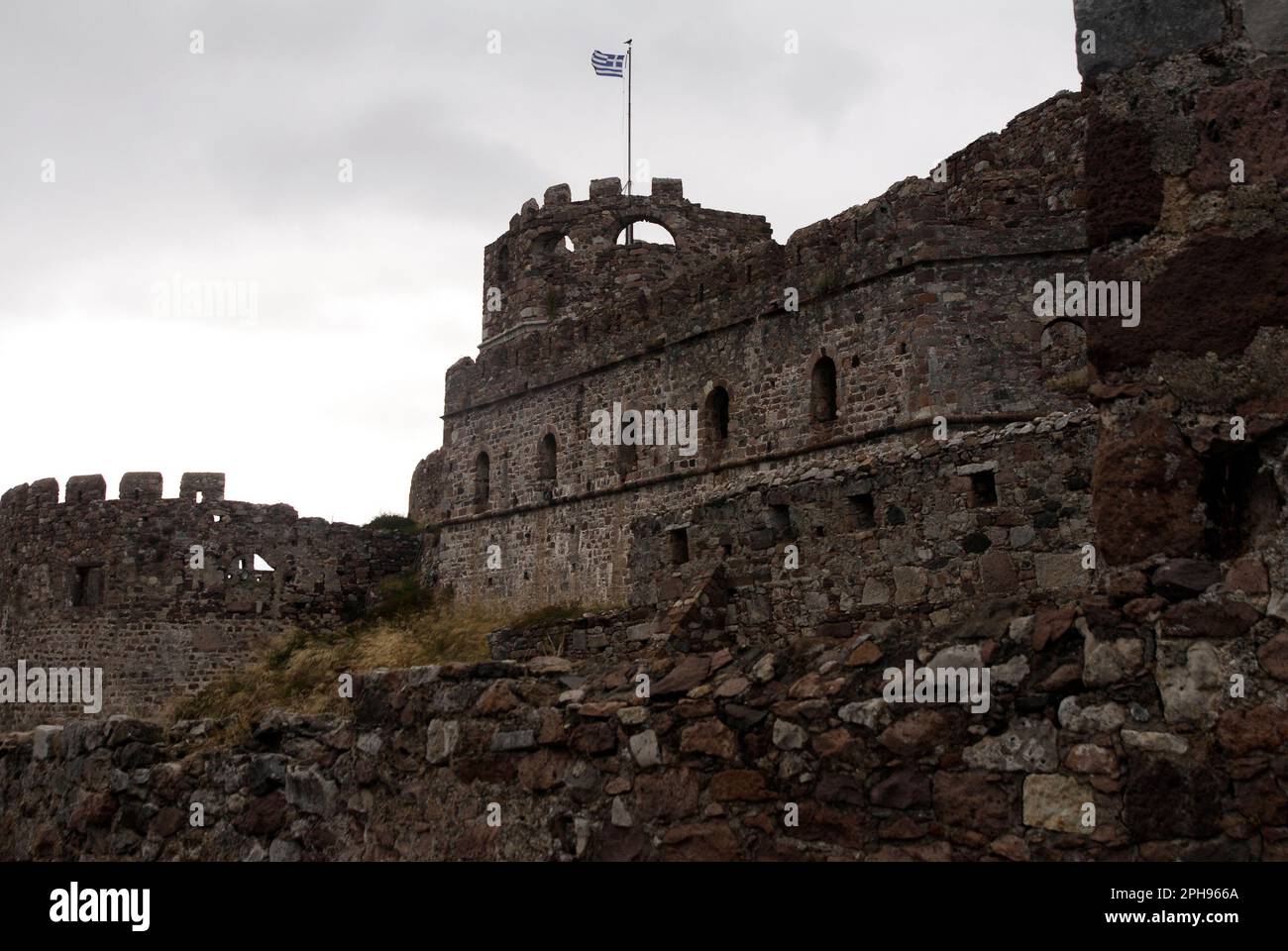 Greece, Northeastern Aegean, Lesvos island Lesvos City Castle of ...