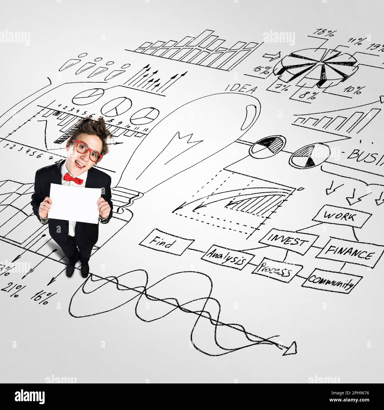 Comic man with banner Stock Photo - Alamy