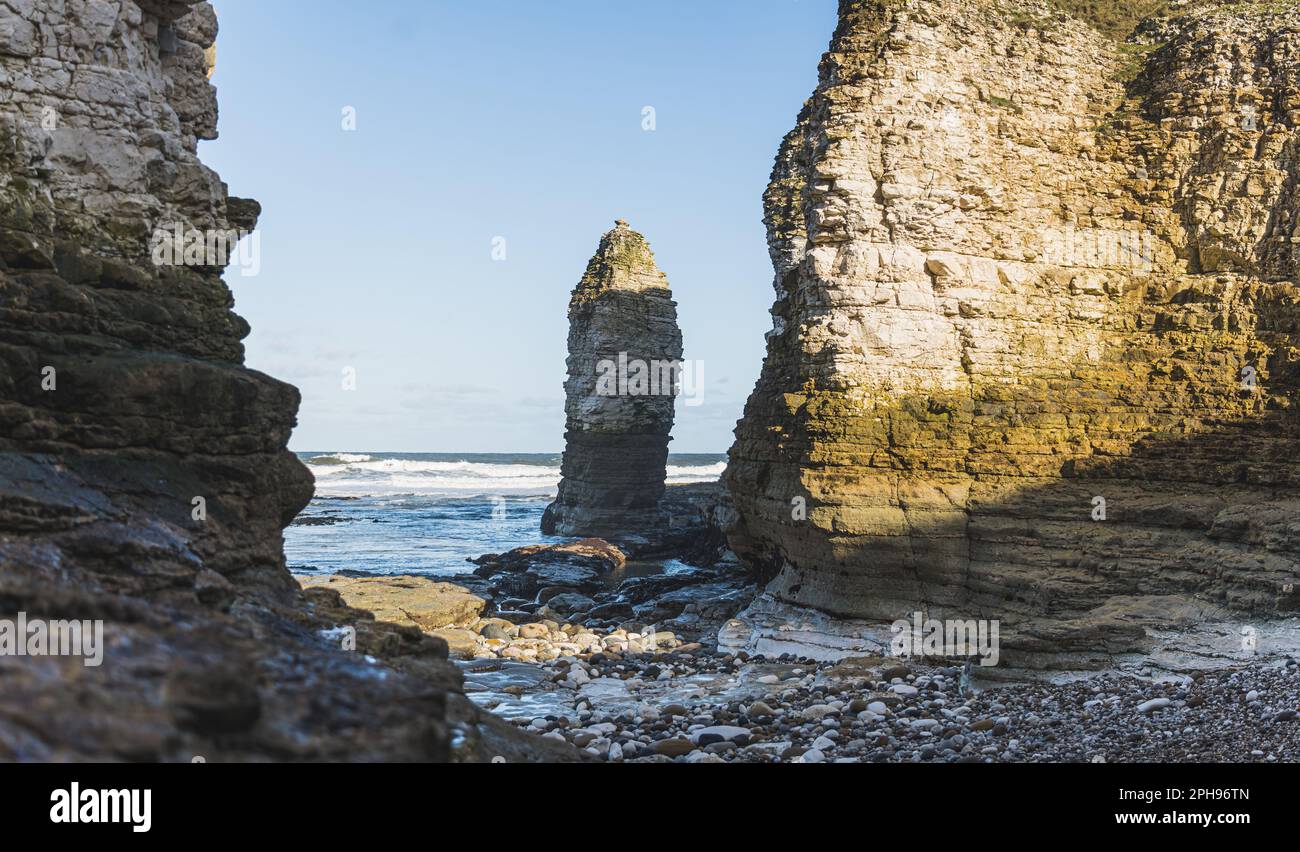Stunning natural seascapes concept. White chalk cliffs of Flamborough ...
