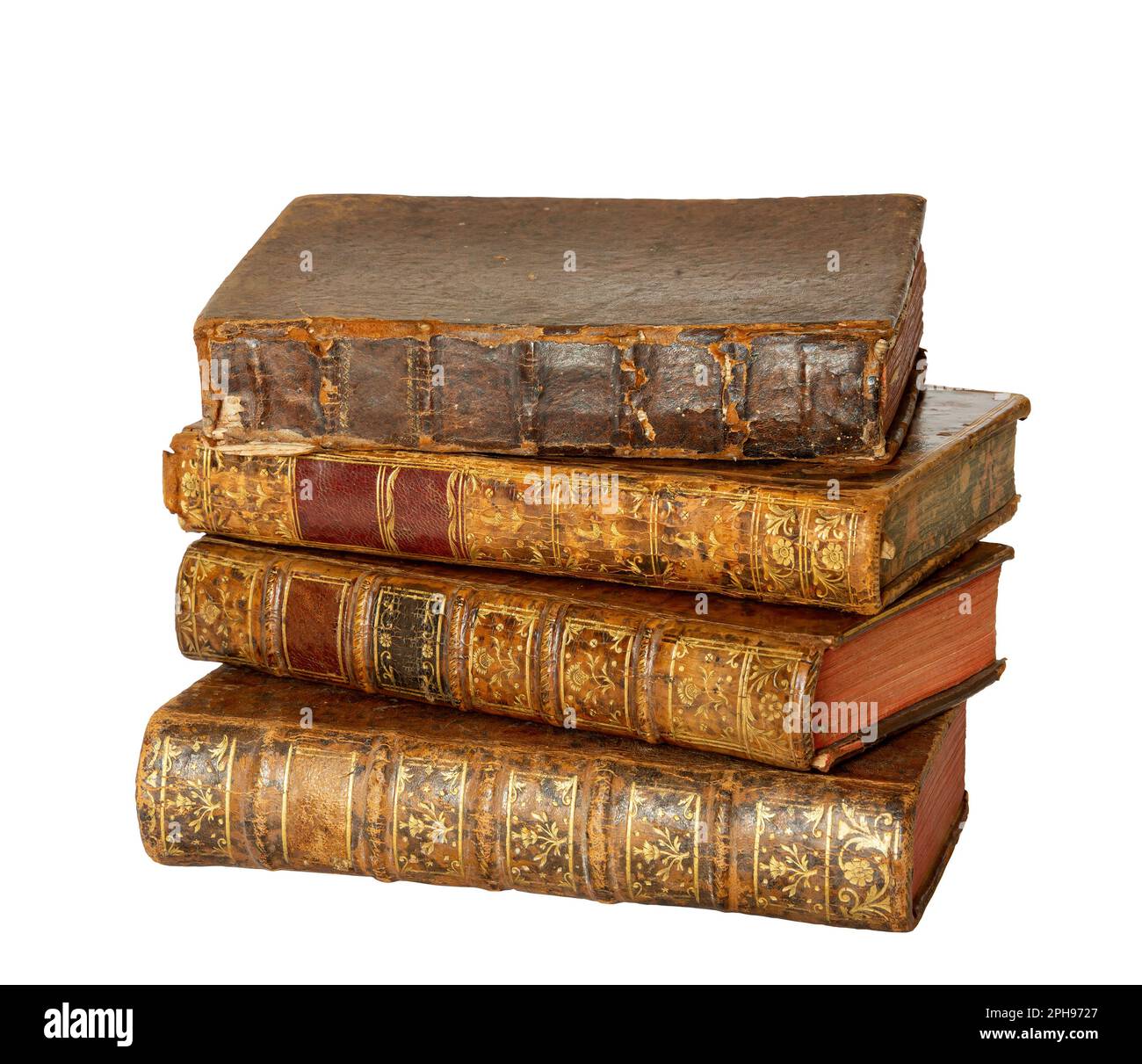 Stack Of Old Leather Books