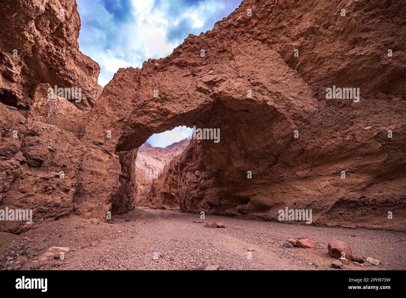 A view of Natural Bridge, a rock formation made up of a rocky alluvial ...