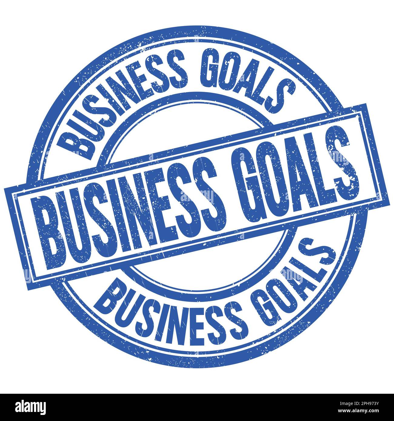 BUSINESS GOALS text written word on blue round stamp sign Stock Photo ...