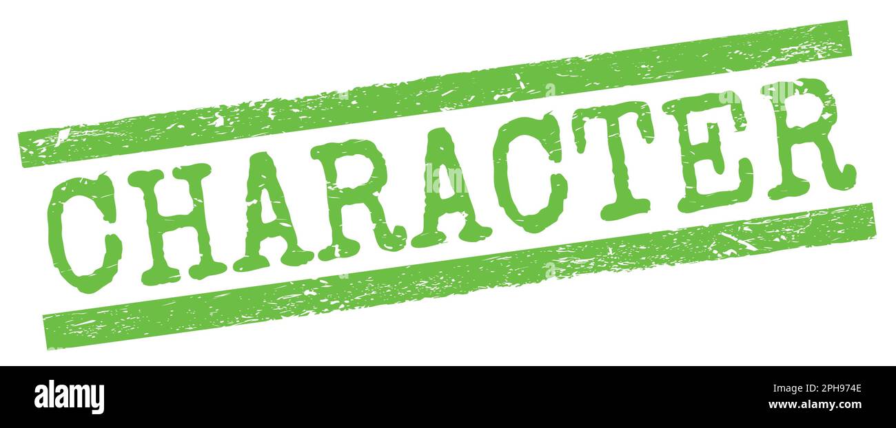 CHARACTER text written on green grungy lines stamp sign Stock Photo - Alamy