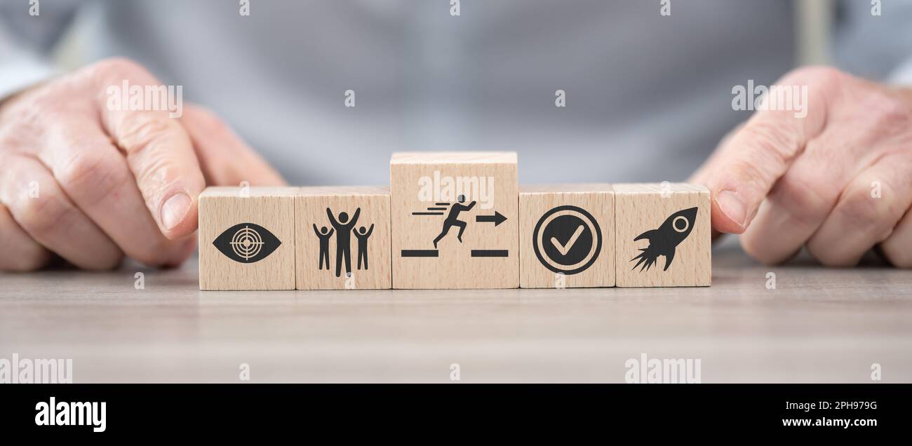 Wooden blocks with symbol of motivation concept Stock Photo - Alamy
