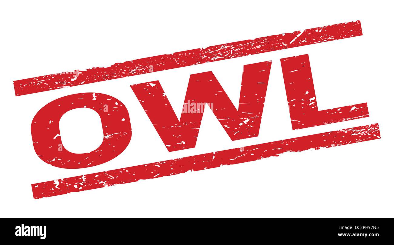 OWL text written on red rectangle stamp sign Stock Photo - Alamy