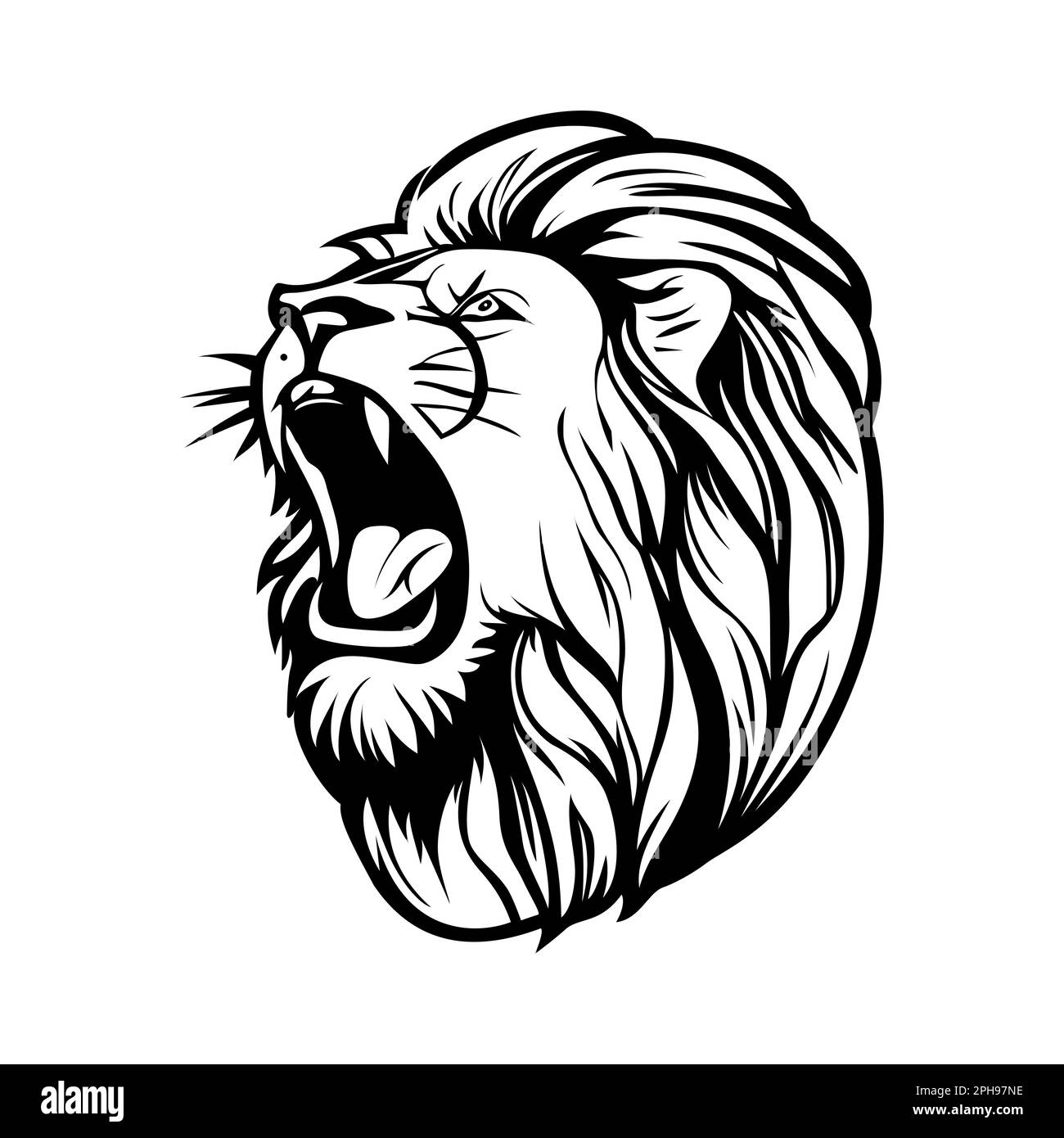 Lion head logo design. Abstract silhouette of a lion head. Evil face of ...