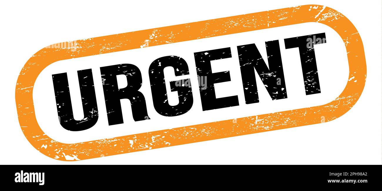 URGENT, text on orange-black rectangle stamp sign Stock Photo - Alamy