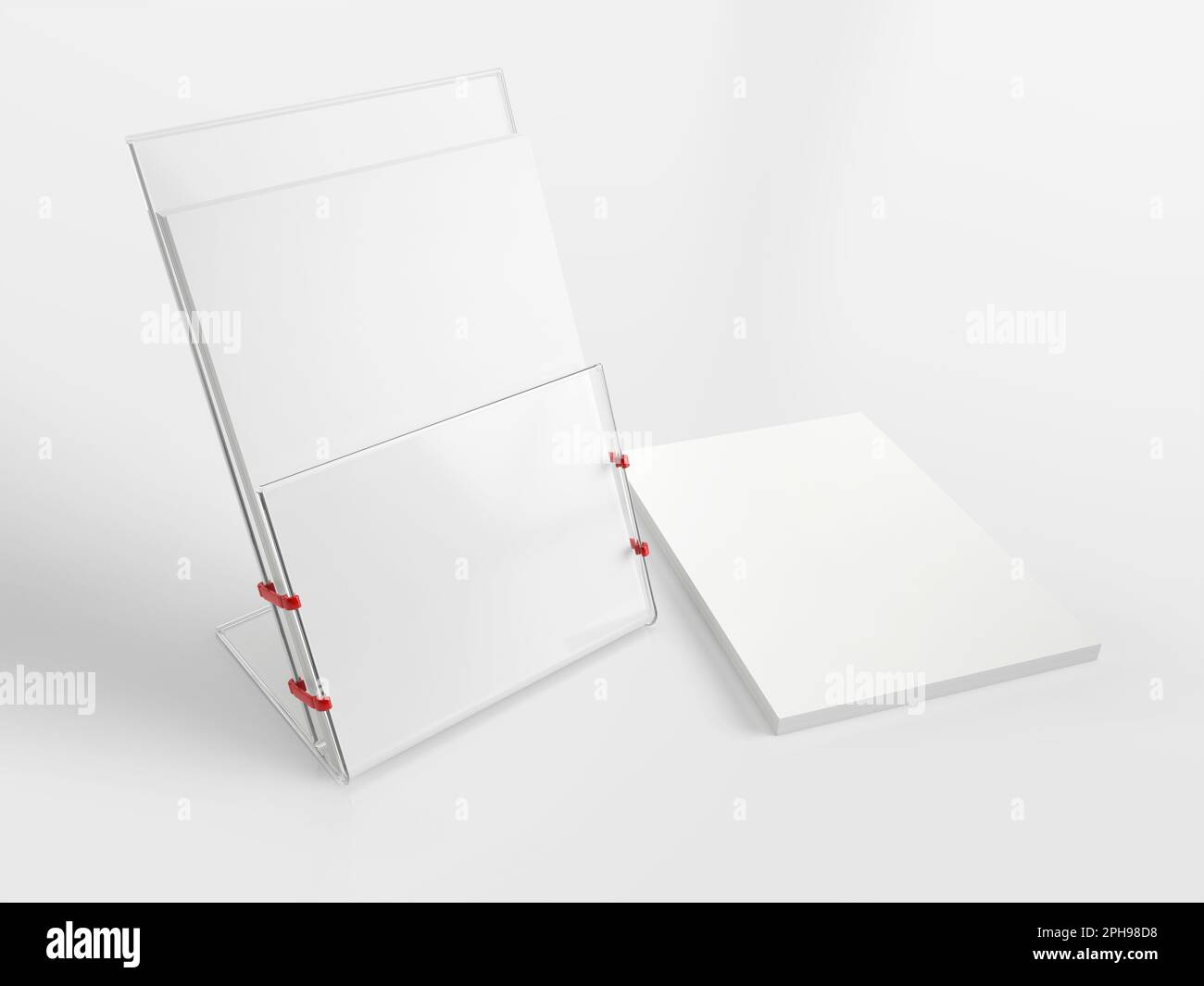 Transparent Leaflet Holder 3D Rendering for Flyers and Brochures Stock ...