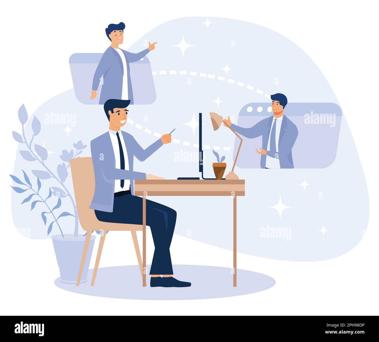 Distance working concept. Outsourcing, work home office, online ...