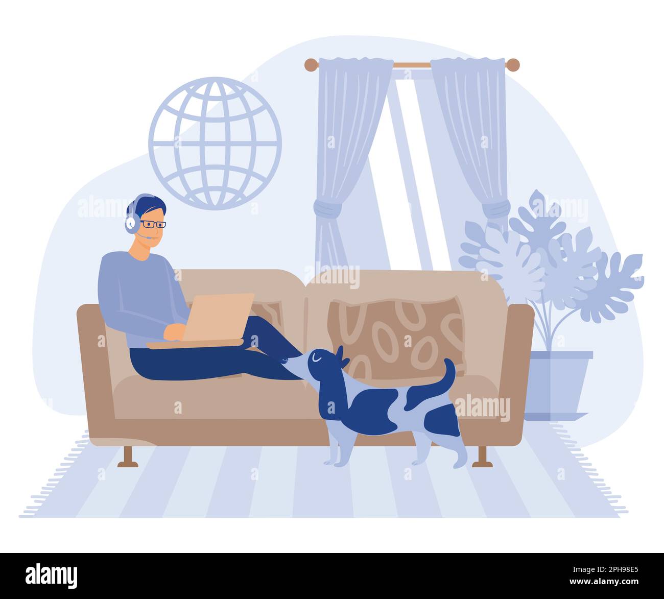 Distance working concept. Outsourcing, work home office, online ...