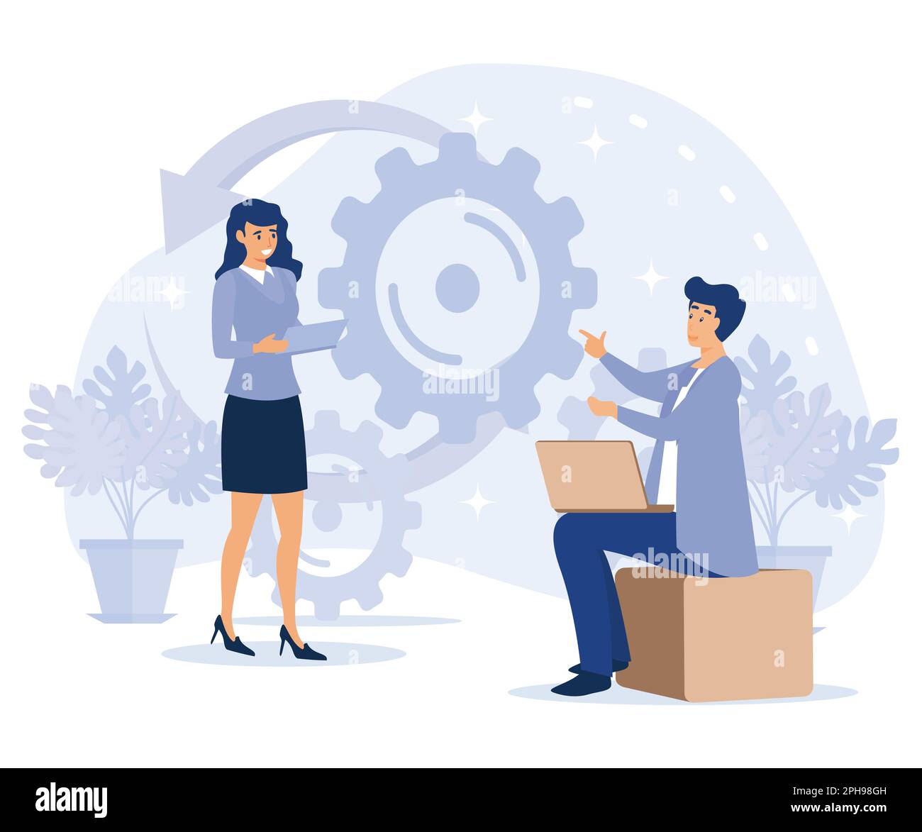 Remote Developers Concept E Commerce Development Cross Platform Flat Vector Modern