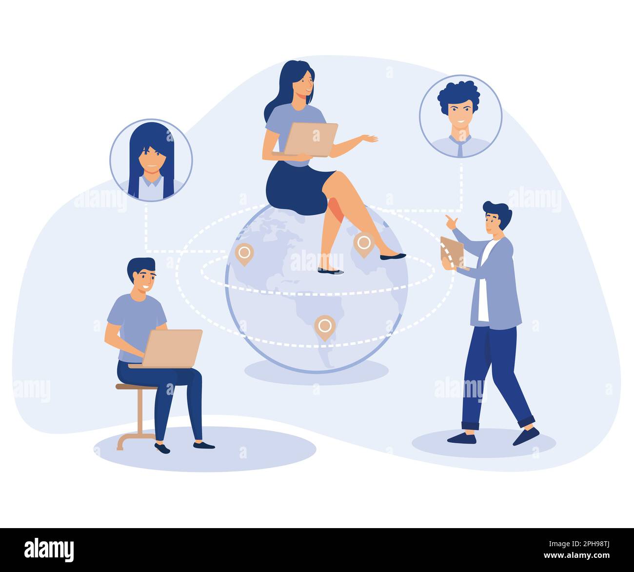 Distance working concept. Outsourcing, work home office, online ...