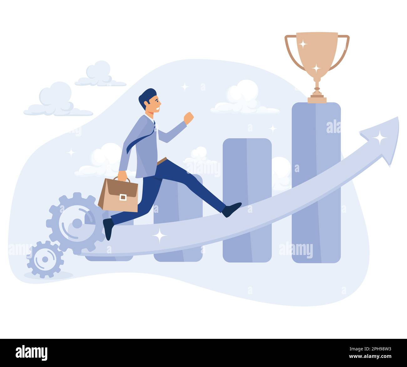 Setting big goal concept. Business ambition, focus on success. flat ...