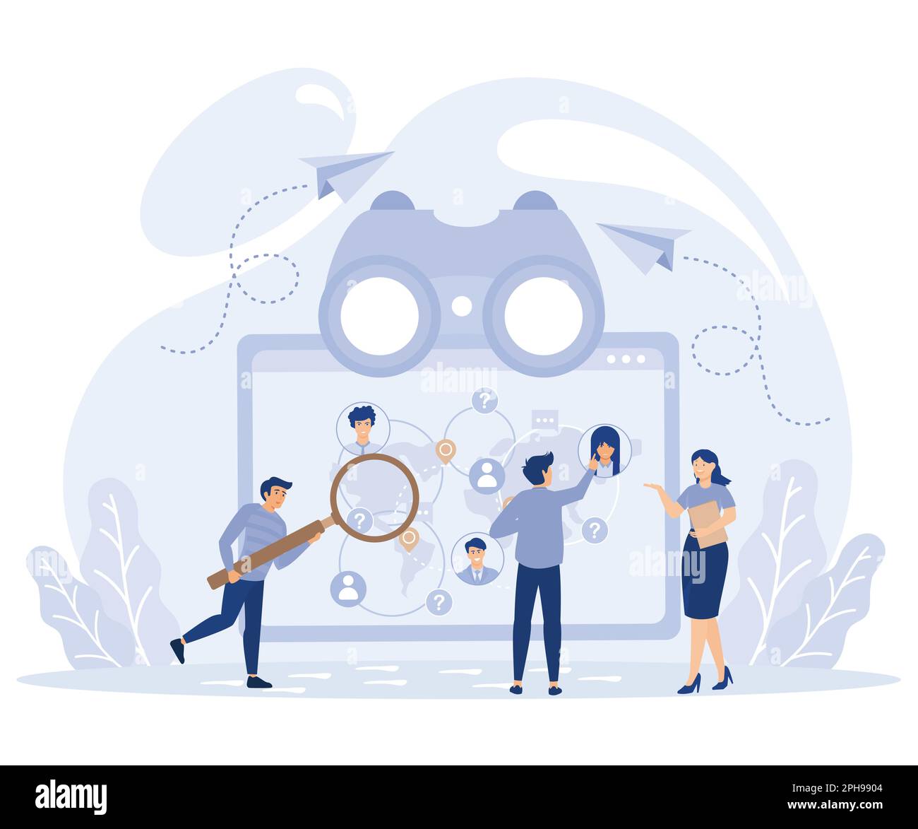 Detective agency concept. Searching evidences. flat vector modern ...