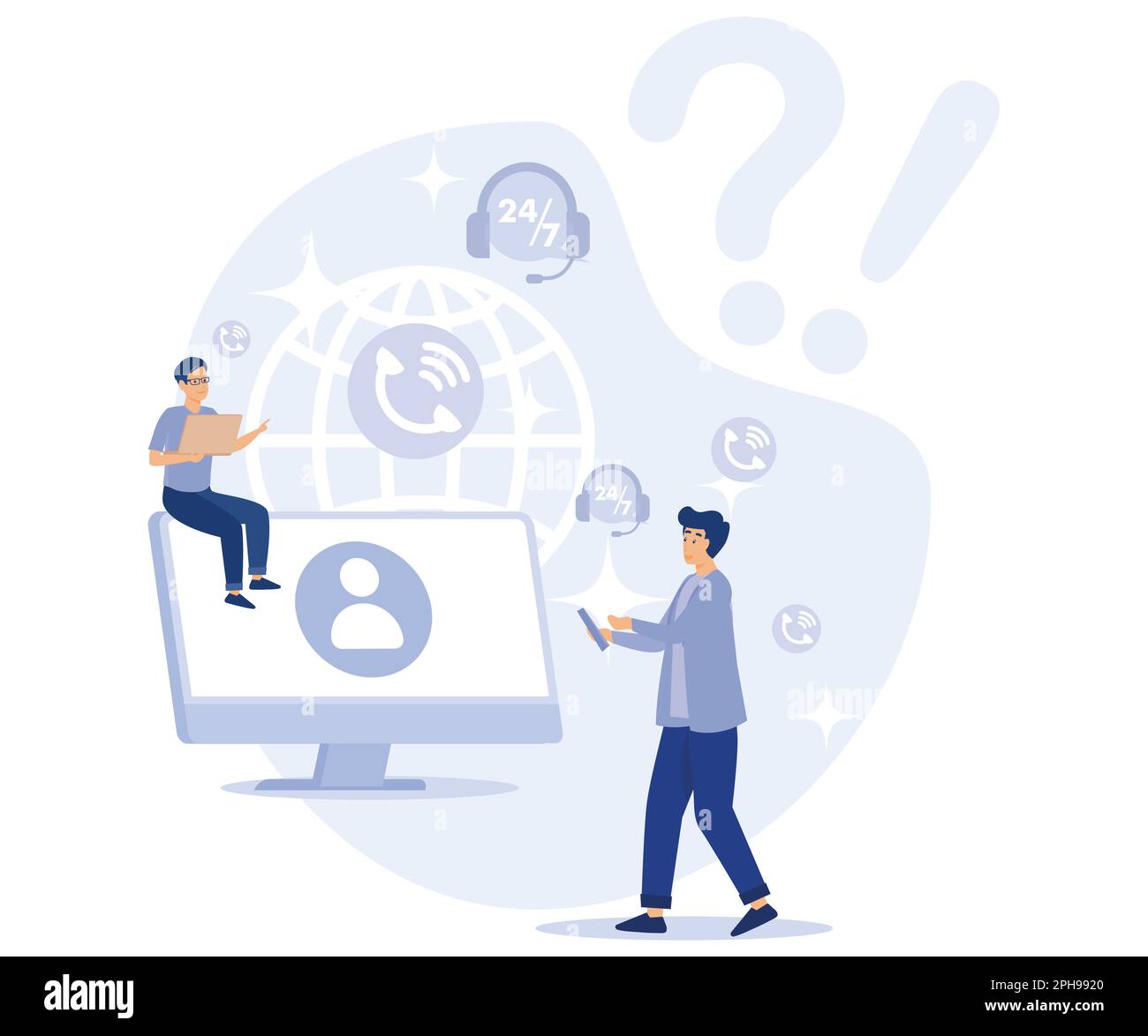 Customer service concept. Hotline operator in headset consults client ...